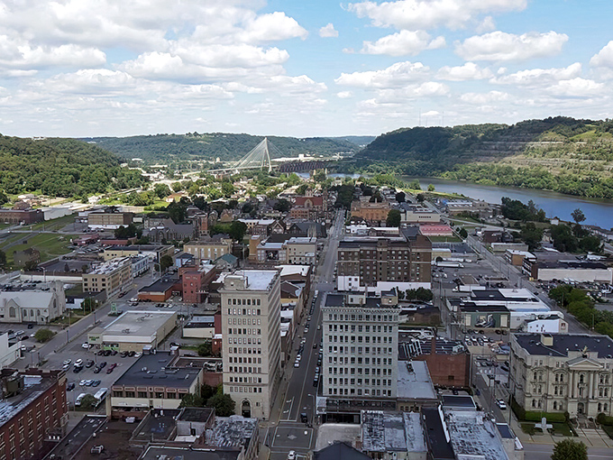 Steubenville's skyline stretches along the Ohio River, where historic architecture meets small-town charm. A perfect postcard moment!