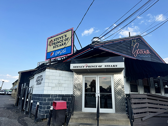 Steve's Prince of Steaks stands proudly with its royal sign promising cheesesteak greatness. This unassuming kingdom serves up some of Philly's finest sandwiches.