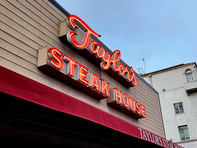 Taylor's glowing neon sign has been beckoning hungry Angelenos for decades—like a lighthouse for those lost at sea without steak.