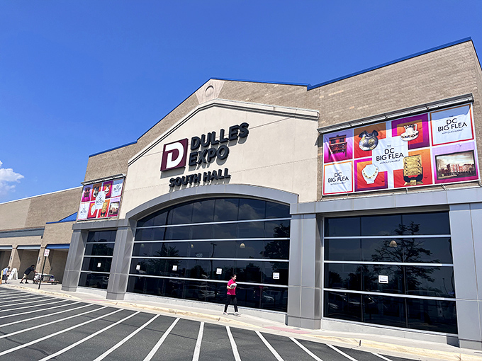 The grand entrance to Dulles Expo's Big Flea Market promises treasures within. Like a department store where everything has a story!