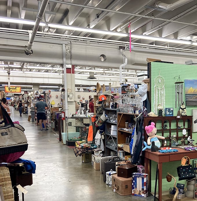 Endless aisles of possibility! The Factory Antique Mall's vastness makes treasure hunters feel like kids in a very organized candy store.