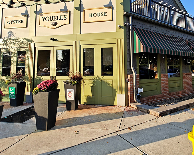 Youell's Oyster House beckons with its charming green facade and welcoming flower pots &ndash; a seafood sanctuary in the heart of Allentown.