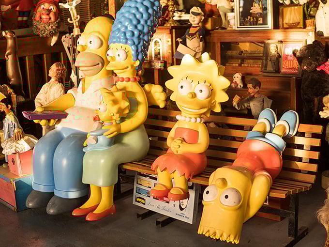 The Simpsons have found the perfect spot to relax among the treasures. Homer would definitely approve of this quirky collection!