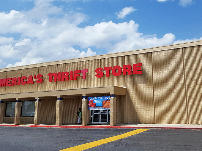 Bright blue skies frame this thrift paradise, where everyday feels like a treasure hunt without the need for a pirate map.
