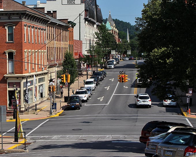 Main Street Bellefonte could double as a movie set&mdash;Victorian charm with modern coffee shops hiding behind those classic facades.