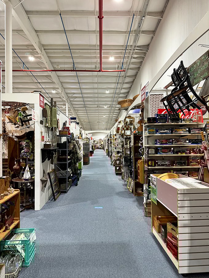 Endless aisles of possibility! This treasure-seeker's paradise at Exit 76 could keep you happily lost for days.