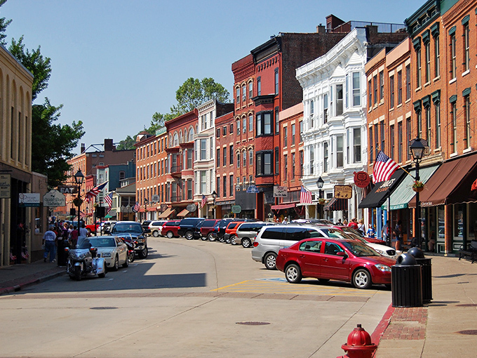 Main Street Galena bustles with charm &ndash; those brick buildings have witnessed more history than a Ken Burns documentary!