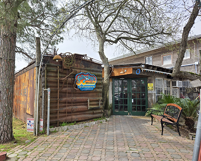 That weathered wood and colorful sign promise authentic Gulf flavors inside. No pretension, just seafood perfection.