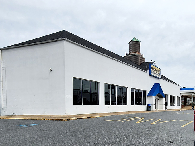 Goodwill's spacious white exterior promises treasure-filled adventures inside. Like a department store, but with better stories.