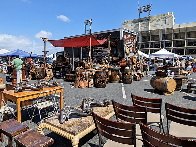 Rustic treasures spread under California sunshine create the perfect weekend treasure hunting adventure.