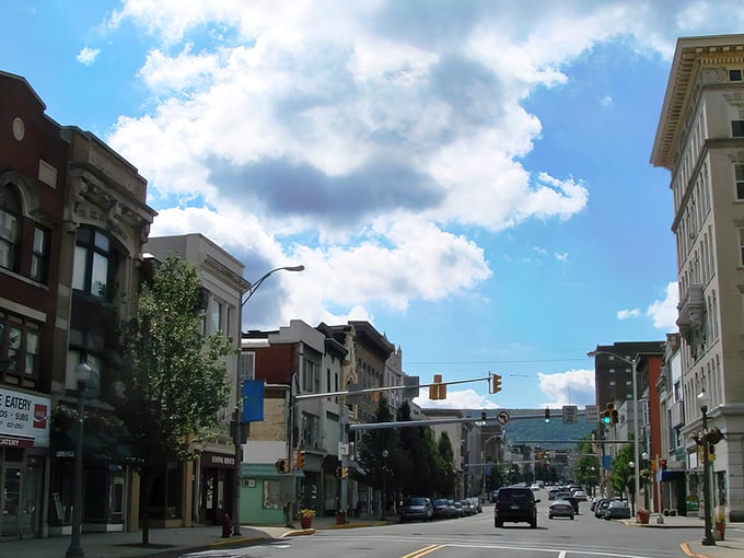 Blue skies frame these well-preserved buildings, where your Social Security check stretches as far as the horizon.