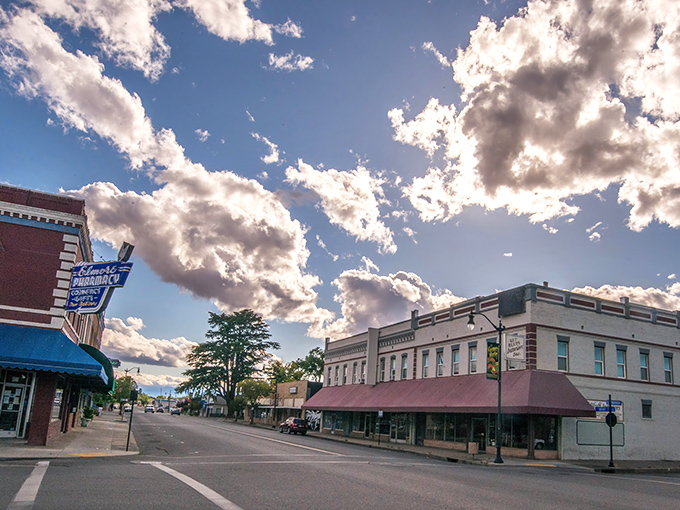 Sunset bathes Red Bluff's Main Street in golden light, transforming ordinary storefronts into a Norman Rockwell painting come to life.