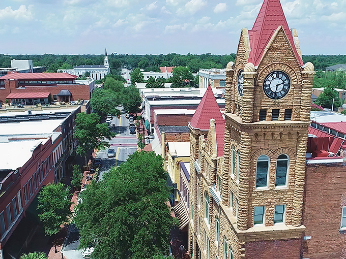 Sumter's iconic clock tower stands sentinel over the town square, a postcard-perfect landmark that's been keeping time for generations.