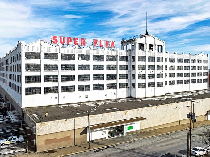 Look at that parking lot full of cars&mdash;proof that serious bargain hunters know where to find the good stuff.