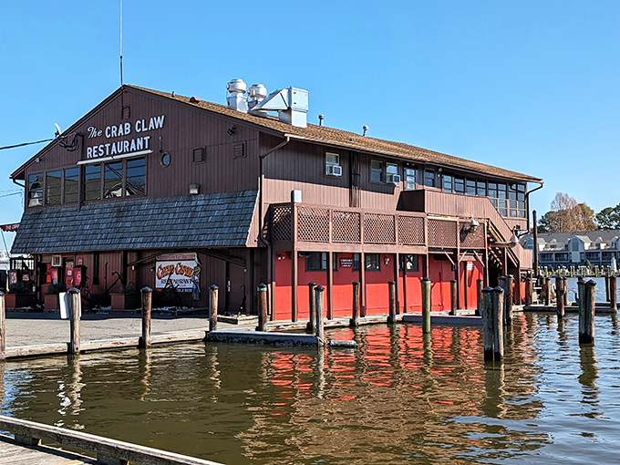 Perched over St. Michaels harbor like a cardinal on a branch, The Crab Claw promises waterfront dining without waterfront pretension.