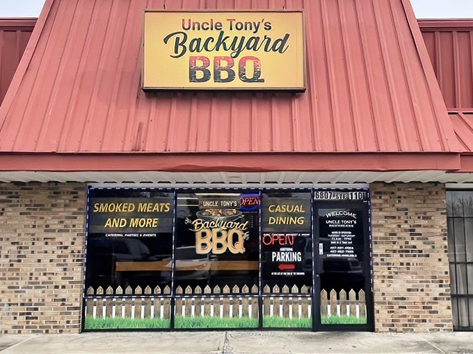 The charming white picket fence design on those windows says "backyard comfort" before you even taste the first bite.