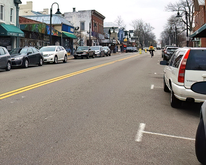 A classic small-town street where every shop feels like the opening scene of a heartwarming indie film.