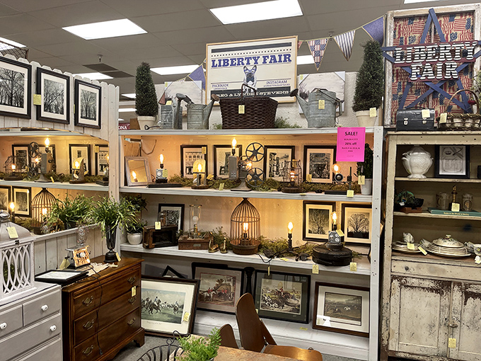 A carefully curated corner where farmhouse chic meets vintage elegance. Those birdcages aren't just decor&mdash;they're time machines with wings.