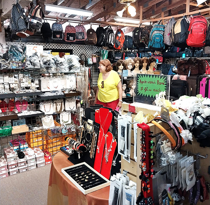 Fashion finds at every turn! This booth's mannequin army stands ready to help you upgrade your accessory game without breaking the bank.