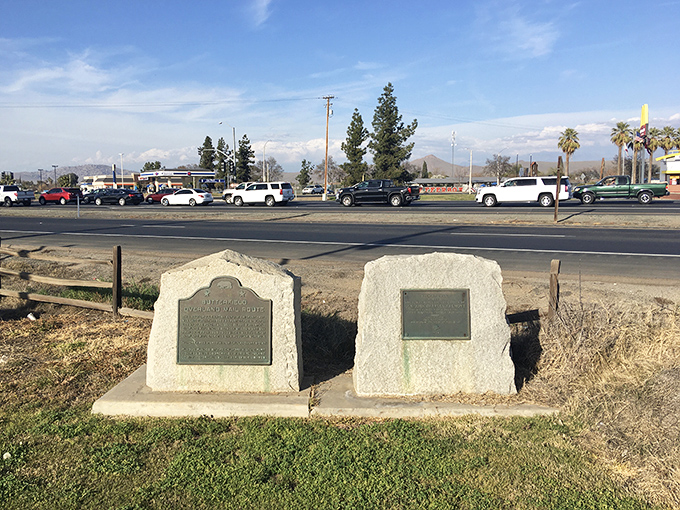 History set in stone. These monuments mark the Butterfield Stage Route, reminding us that Lindsay was connected long before Wi-Fi.