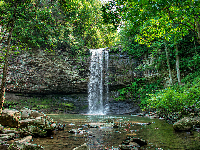 Cherokee Falls plunges 60 feet into a serene pool, creating nature's version of a spa day&mdash;minus the cucumber water and awkward small talk. 