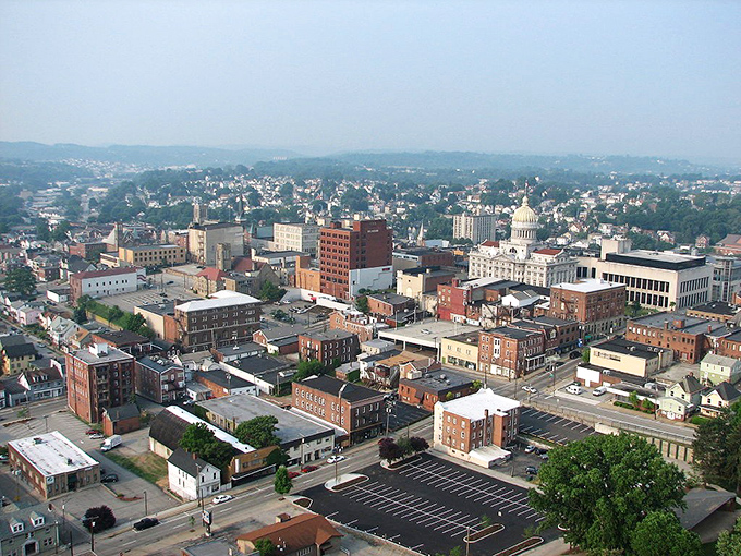 From above, Greensburg reveals itself as a perfect patchwork quilt of history and modernity, with that magnificent courthouse dome commanding attention like a town crier.