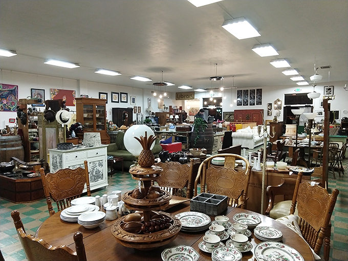 Dining sets with stories to tell&mdash;this wooden table with carved chairs could host your next dinner party with vintage panache.