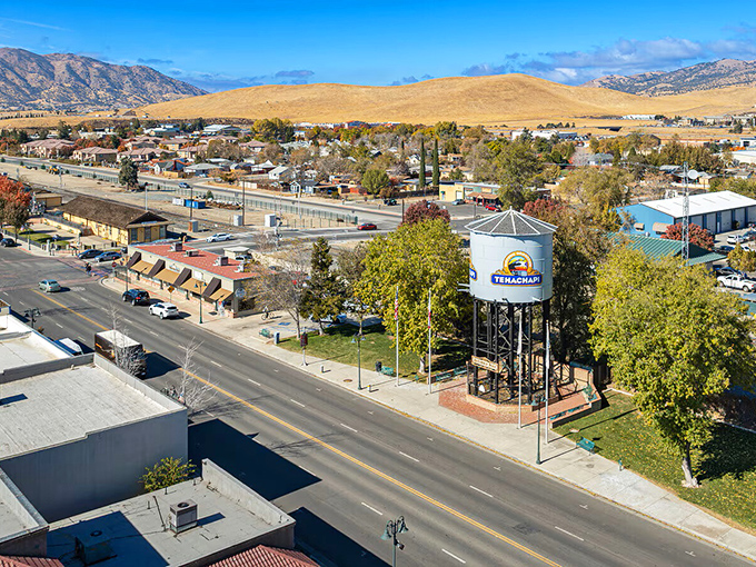 The iconic water tower stands sentinel over Tehachapi, announcing to visitors they've found a slice of authentic California most people zoom past.