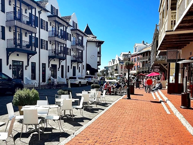 The brick streets here make every stroll feel like you're walking through a movie set designed by perfectionists.
