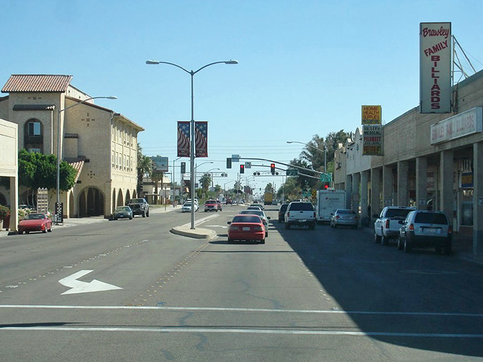 Downtown's palm-lined streets and vintage storefronts tell stories of boom times and community resilience spanning generations.