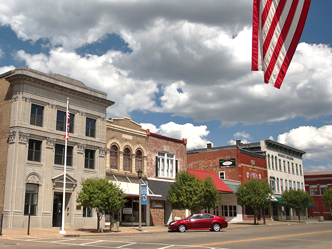 Main Street's historic buildings stand shoulder to shoulder under big Ohio skies, a Norman Rockwell painting come to life.