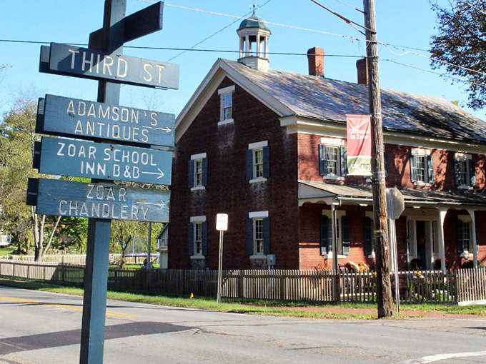 These charming directional signs make navigation feel like following breadcrumbs through a living history book.