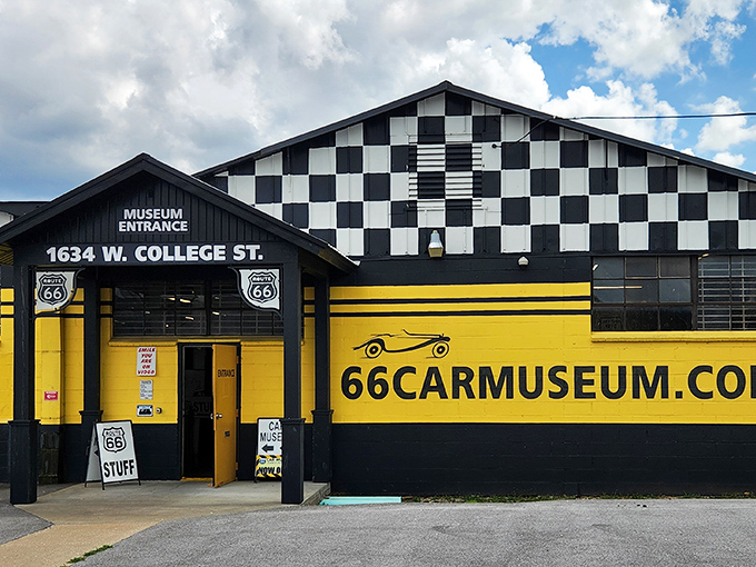 That checkered flag exterior promises automotive treasures inside &ndash; your childhood Hot Wheels dreams made real.