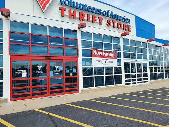 Those red doors open to retail paradise where time moves differently and wallets lighten.