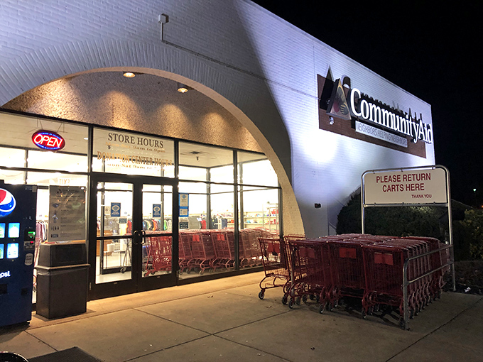 Night or day, those red carts stand ready for your thrifting adventure&mdash;the shopping equivalent of a starting line for bargain marathoners.