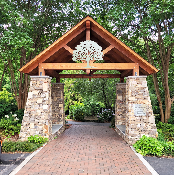 This wooden pavilion doesn't just mark an entrance – it's nature's version of a red carpet, inviting you into a world where time slows down.