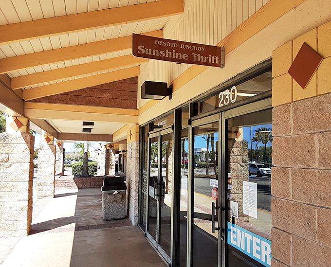 Step through these doors and enter the treasure-hunting dimension. The covered walkway offers merciful shade from Florida's notorious sun.