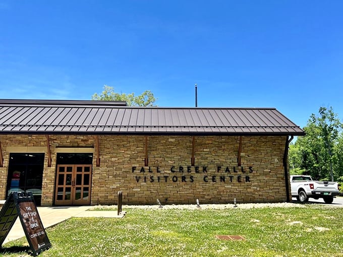 The visitor center stands like a stone sentinel, welcoming adventurers with maps, advice, and mercifully clean restrooms after those long Tennessee backroads.