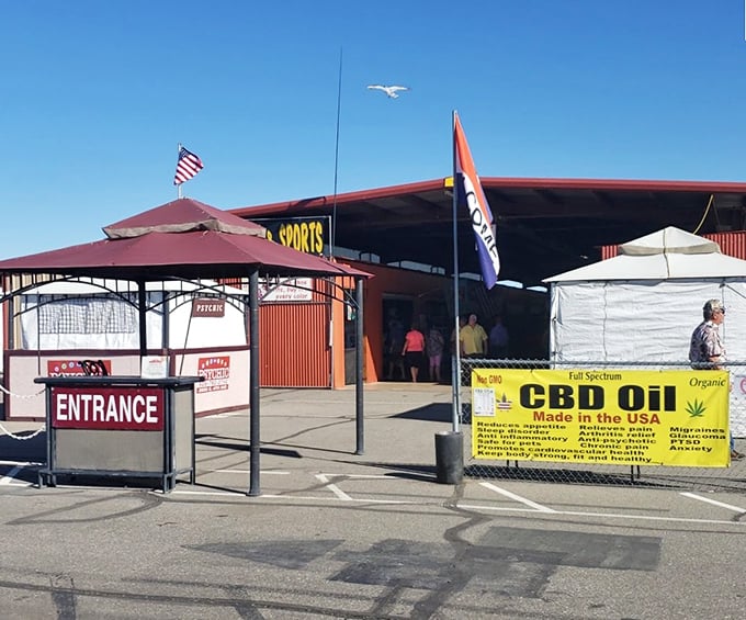 The gateway to bargain heaven. This unassuming entrance leads to a world where one person's castoffs become another's prized possessions.