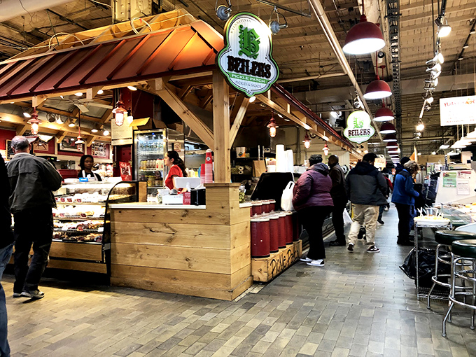 A glimpse of Beiler's storefront, where the line forms early and the aroma of fresh-fried dough acts as Philadelphia's most effective alarm clock.