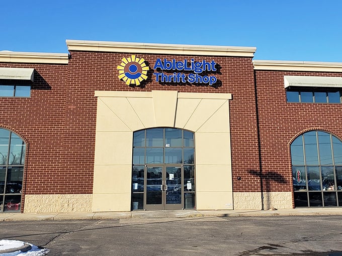 Morning light catches the welcoming entrance, where countless Wisconsin bargain seekers have begun their thrifting adventures with empty carts and high hopes.