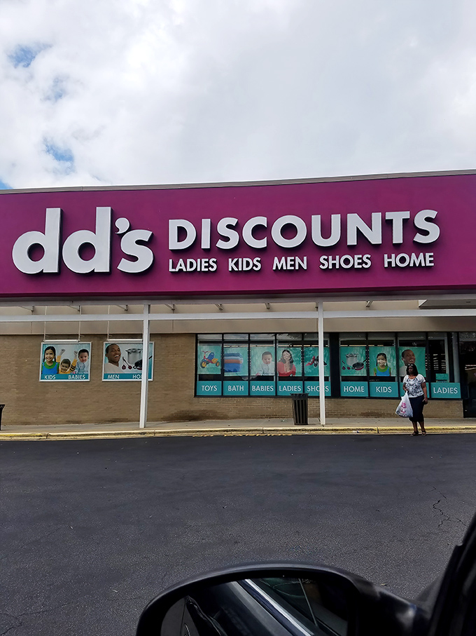 Standing proud against the Carolina sky, dd's DISCOUNTS' storefront signals your journey into the land of "how is this only that much?!"