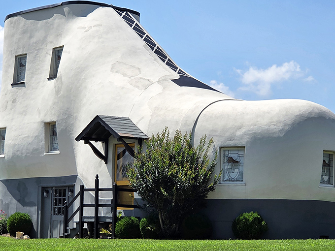 From this angle, you can truly appreciate the architectural whimsy. It's as if Dr. Seuss designed a retirement home for a well-heeled giant.