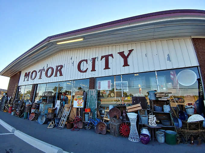 Where vintage dreams spill onto the sidewalk. Even before you enter, the overflow of treasures hints at the wonderland waiting inside.