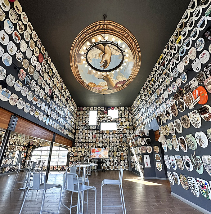 The museum's celestial ceiling feature adds a touch of Michelangelo to the proceedings. Who knew toilet art could be so... uplifting?