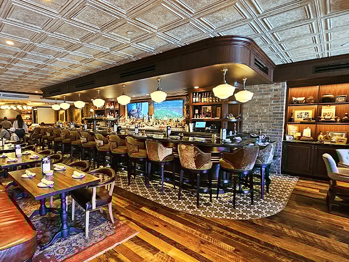 Step inside where leather meets timber, and every corner whispers tales of legendary steaks.