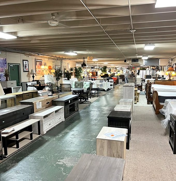 Furniture heaven stretches as far as the eye can see. This isn't your grandmother's thrift store&mdash;unless your grandmother had impeccable taste and savvy shopping skills.
