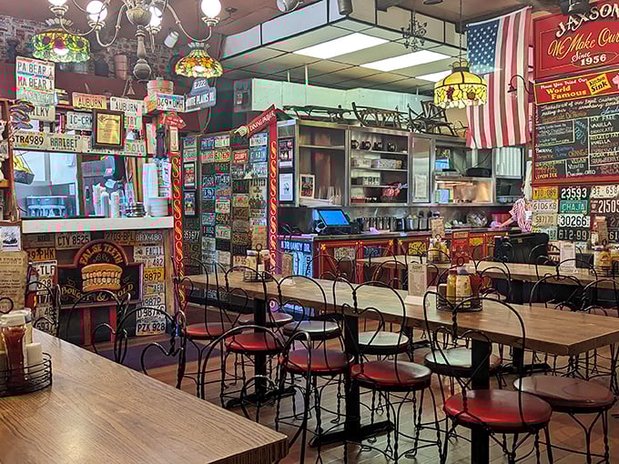 Inside Jaxson's, license plates aren't just wall decorations&mdash;they're a roadmap of visitors who've made the pilgrimage to this ice cream sanctuary.