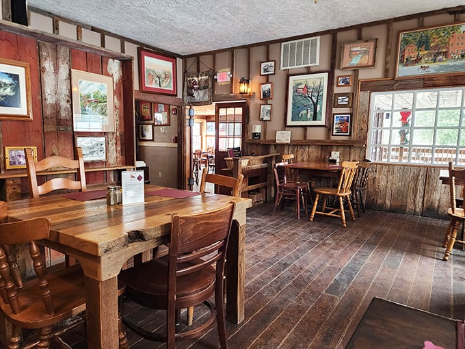 Rustic wooden tables and weathered walls tell stories older than most family recipes. This isn't manufactured charm&mdash;it's the real, flour-dusted deal.