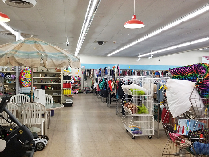 Aisles stretch before you like an endless sea of possibilities. That beach umbrella isn't just merchandise—it's practically begging you to imagine your next vacation find.